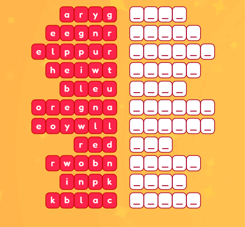 Colors - Scrambled Words - ClapLab Games